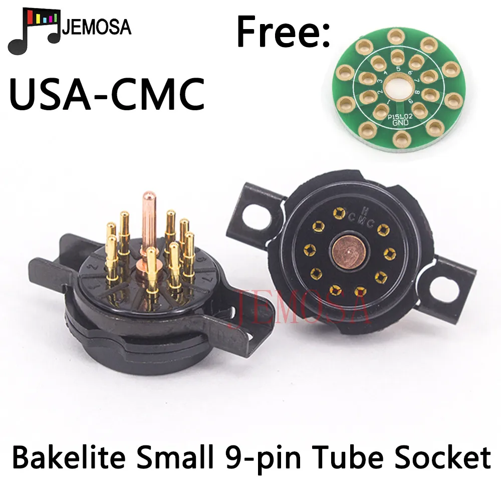 CMC-Bakelite-9pin-Tube-Socket-Gold-Plated-For-ECC81-ECC82-ECC83-12AX7 ...