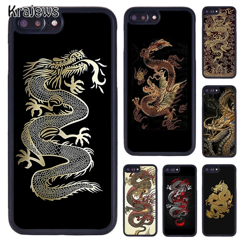 Krajews Traditional Chinese Golden Dragon Phone Case For Iphone 14 5 6s ...