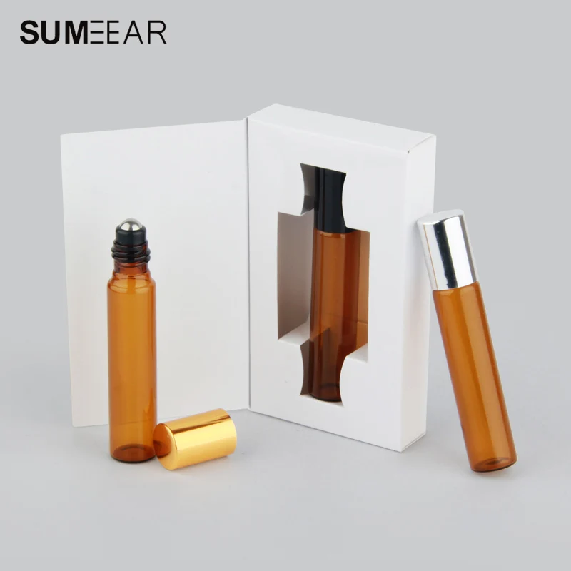 50Pieces/lot 10ml Mini Perfume Bottle Packing box amber Glass Roll On ...
