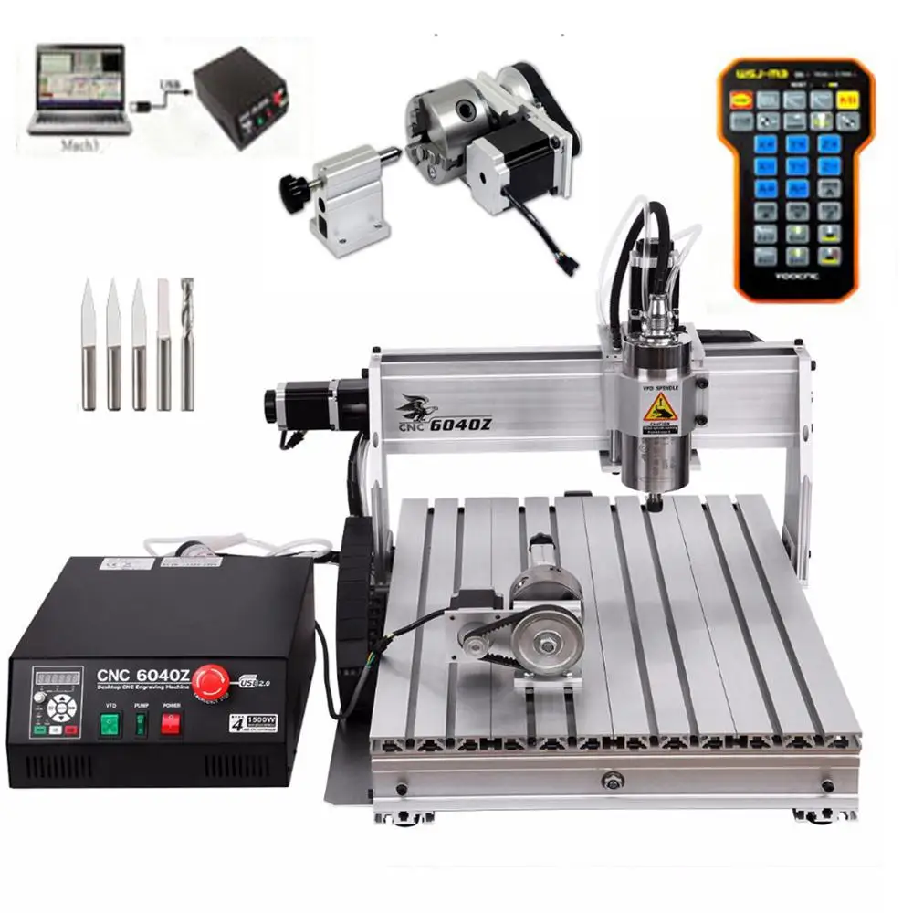 USB! เครื่องCNC 6040 2200W CNC Router Cnc Milling Cavingและแกะสลัก ...
