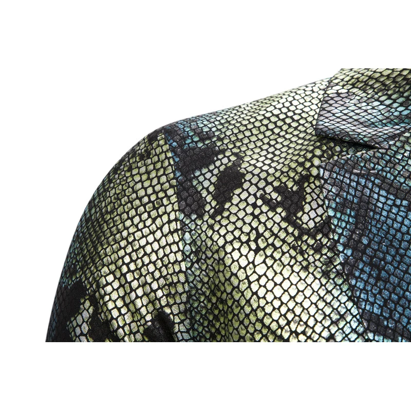 Shenrun Men Blazer Causal Jacket Green Silver Suit Jackets King Fish ...