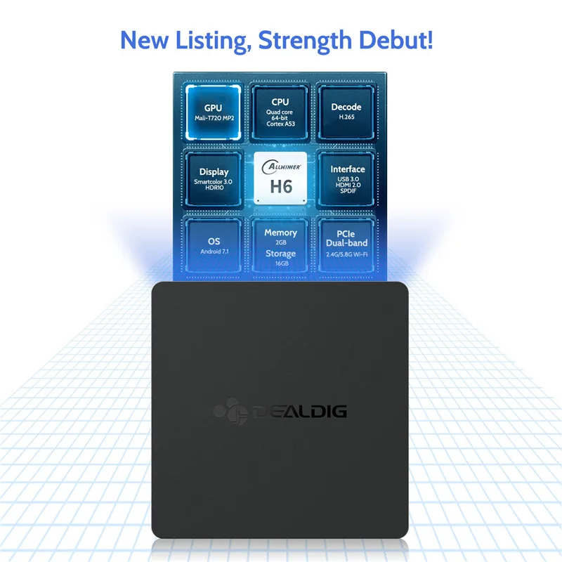 DEALDIG BOXD7 Android 7,1 Smart tv Box 6K Allwinner H6 четырехъядерный ...