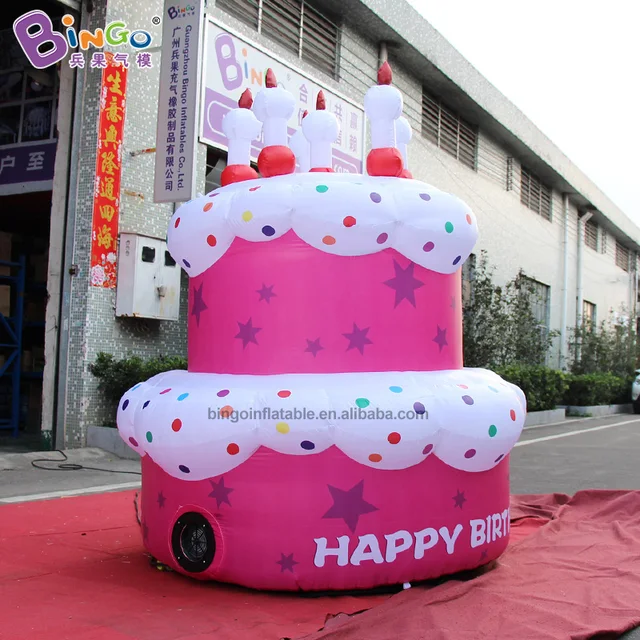 PORTABLE BALLOON 2mh inflatable giant birthday cake customized red pink ...