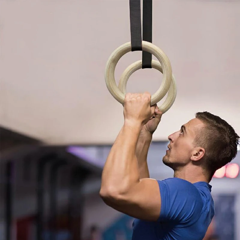 Wood Gymnastics Rings Set Fitness Equipment Cross fit Pull up Gym Rings ...