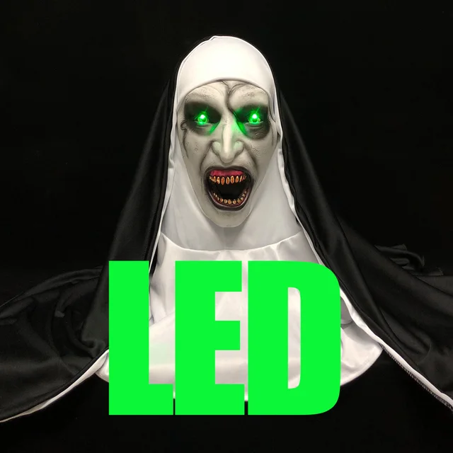 Halloween LED Horror The Nun Scary Valak With Headscarf Cosplay Mask ...