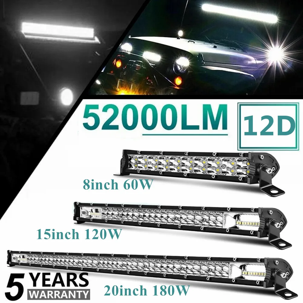 High Power 12d 8" 15" 20" Led Light Bar 60w 120w 180w Led Work Lights ...