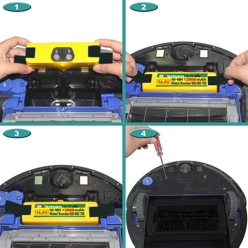 High Capacity 12000mAh 14.4V Battery For iRobot Roomba Vacuum Cleaner ...