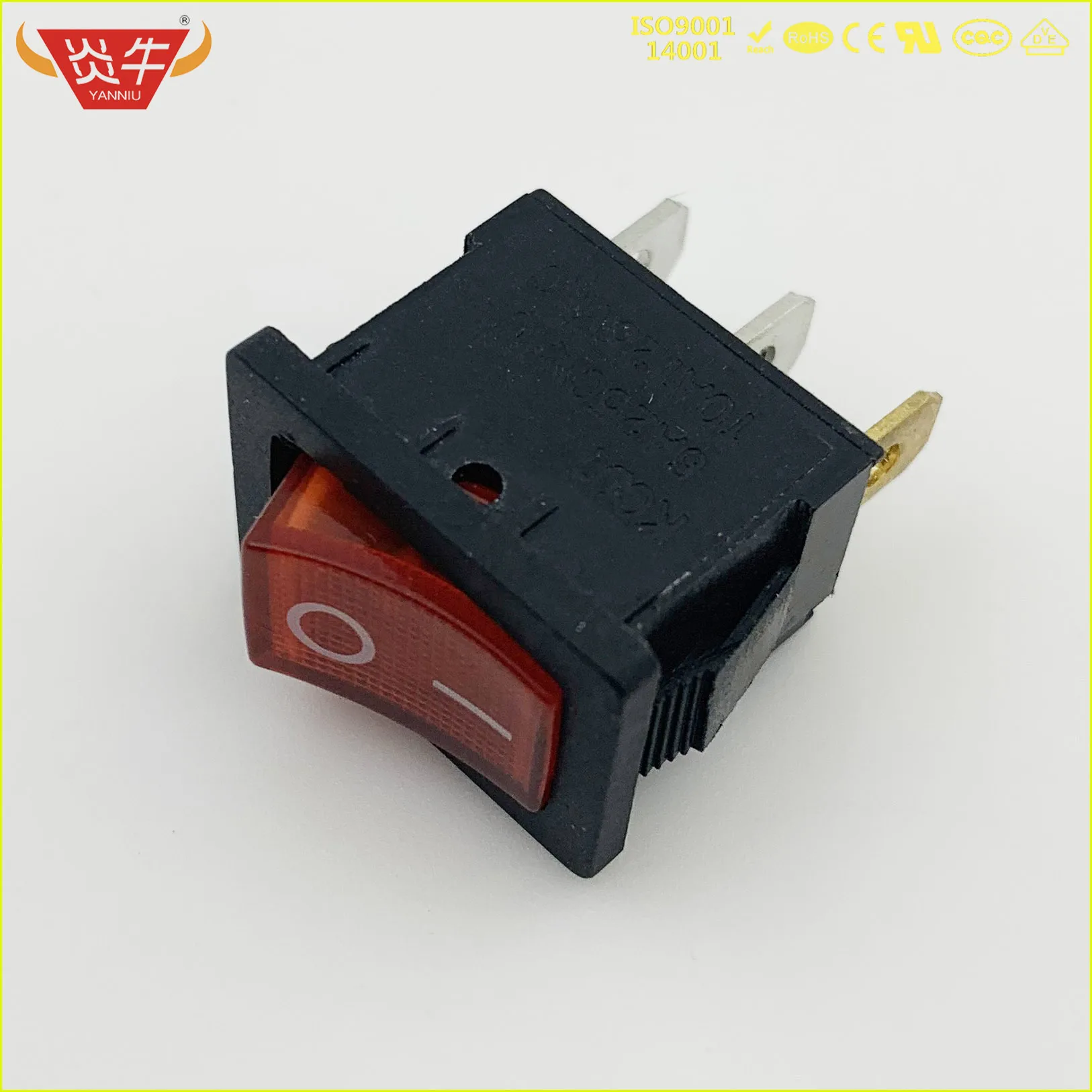 Power Ac Rocker Switch 3pin Red With Light 6a/250v10a/125v Single-knife ...