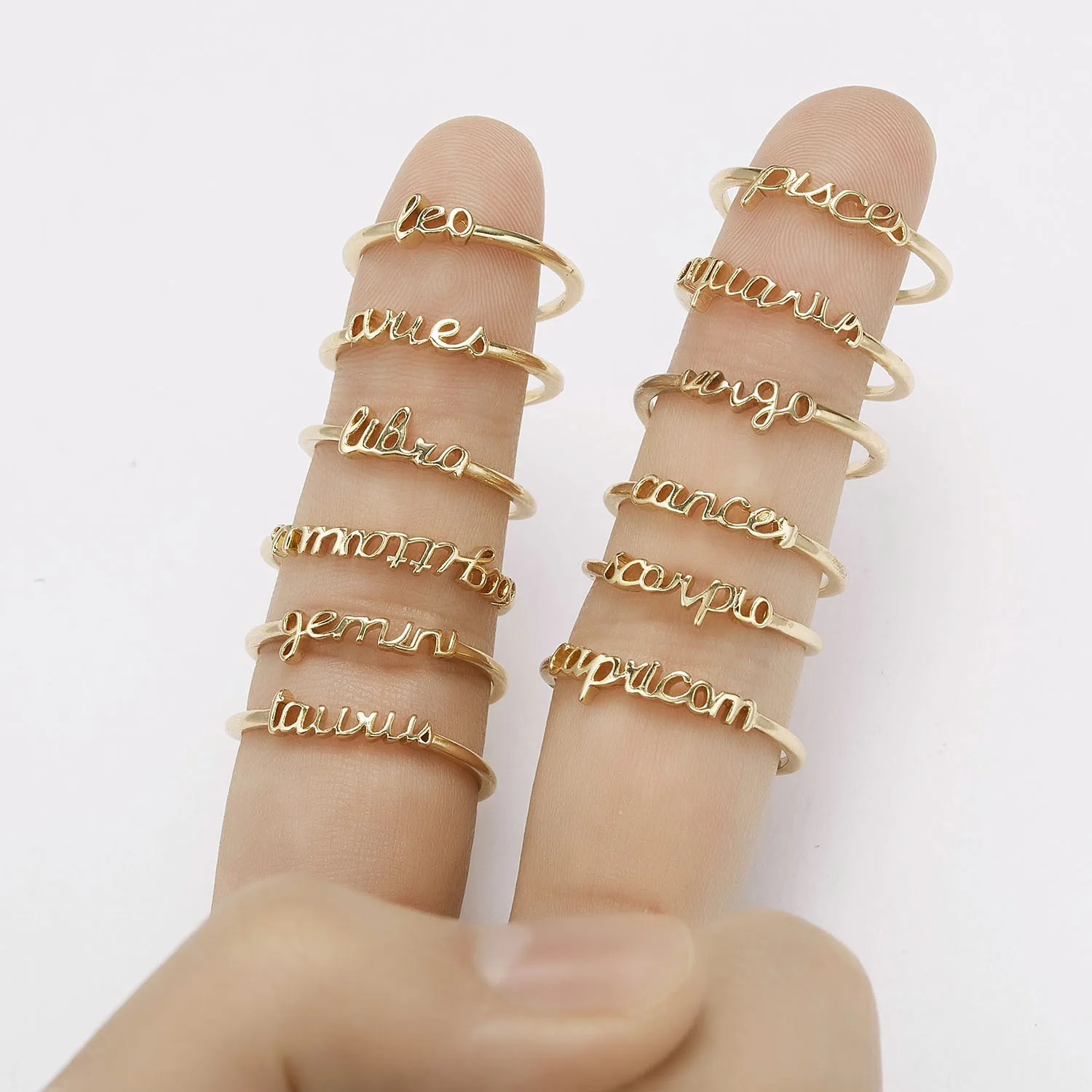 Zodiac Rings | Finger Rings - Open Gold Color 12 Finger Rings Jewelry ...
