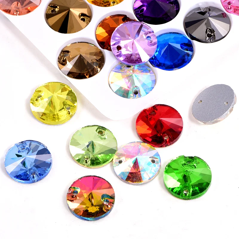 29 Colors 6 Sizes Round Rivoli Sewing Rhinestone Crystal Sew On ...