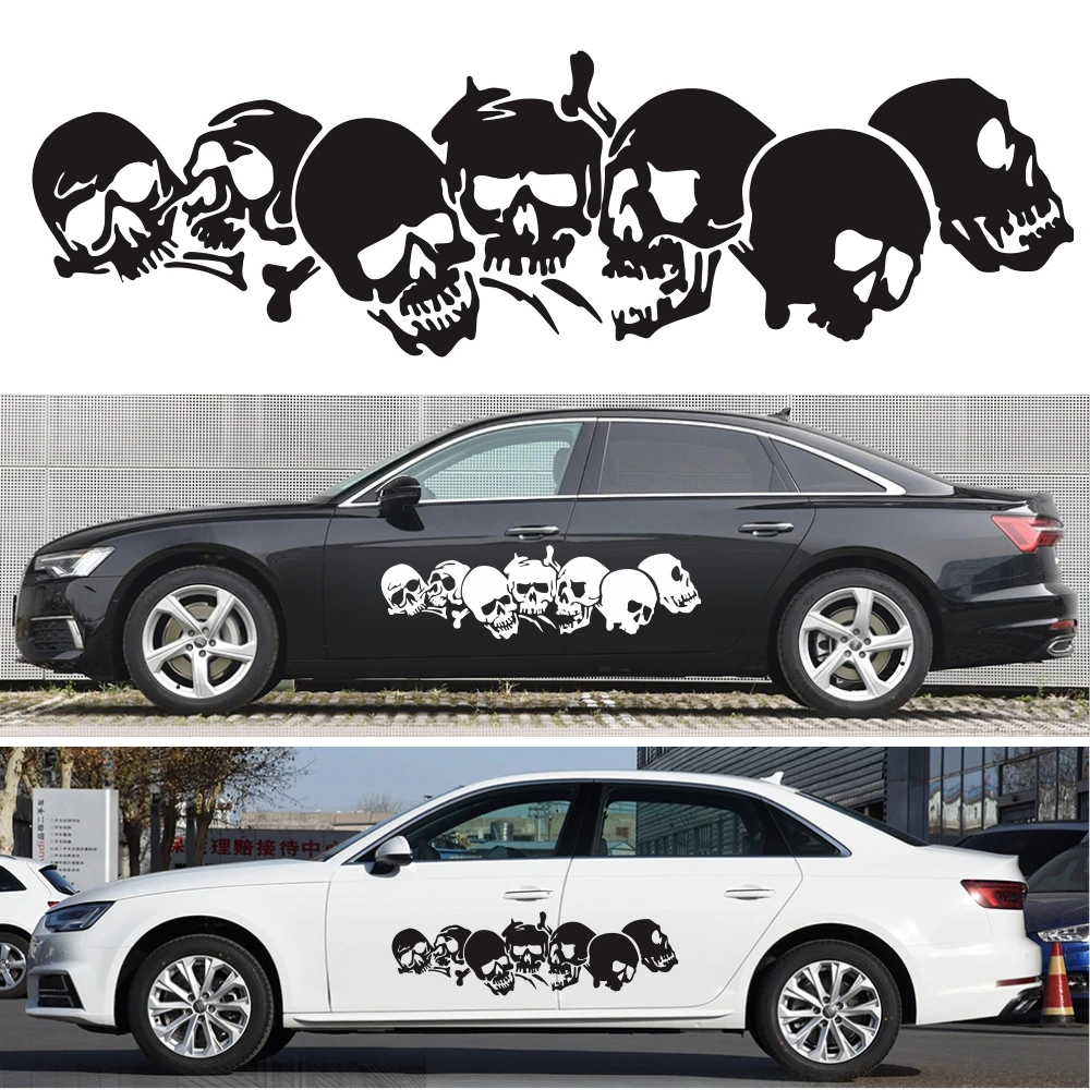 2pcs Skull Cover Vinyl Decal Large Graphic Side Door Modification ...