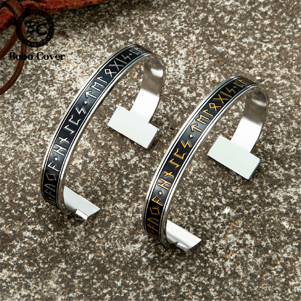Never Fade Norse Vintage 24 Runes Cuff Bangles Men Antique Mix Gold ...