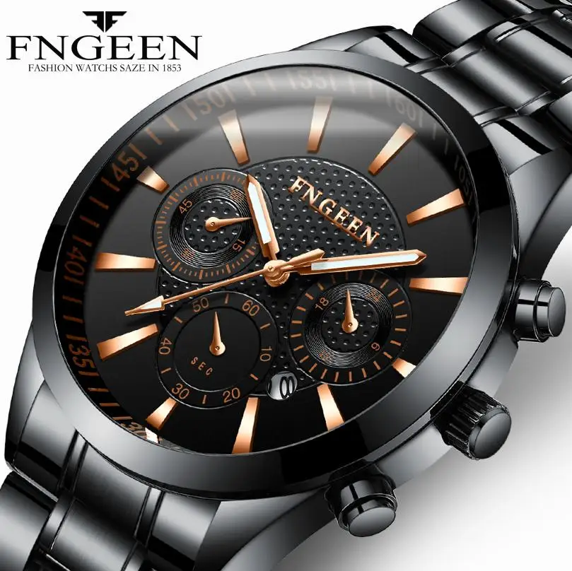 FNGEEN Business Sports Watch Men Quartz Wristwatch Band Male Clock ...