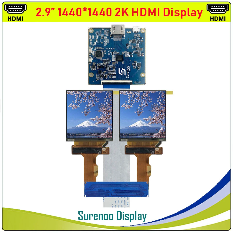2.9" Inch 1440*1440 2K HDMI Compatible IPS Double Dual LCD Module ...