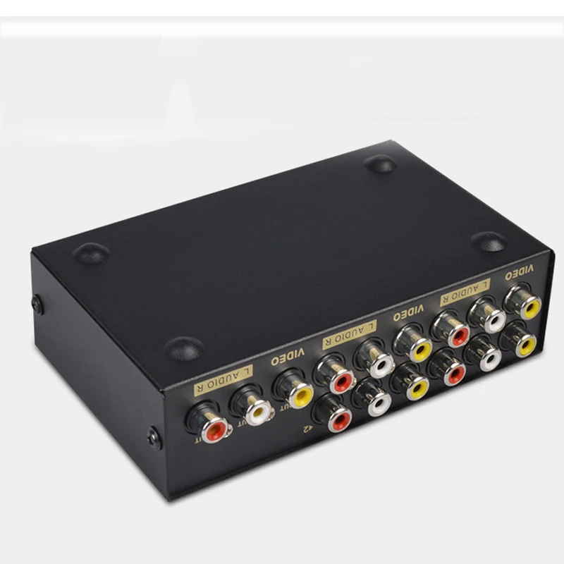 AV Switch Box 4 en 1 out AV Audio Video Signal Composite para HDTV LCD ...
