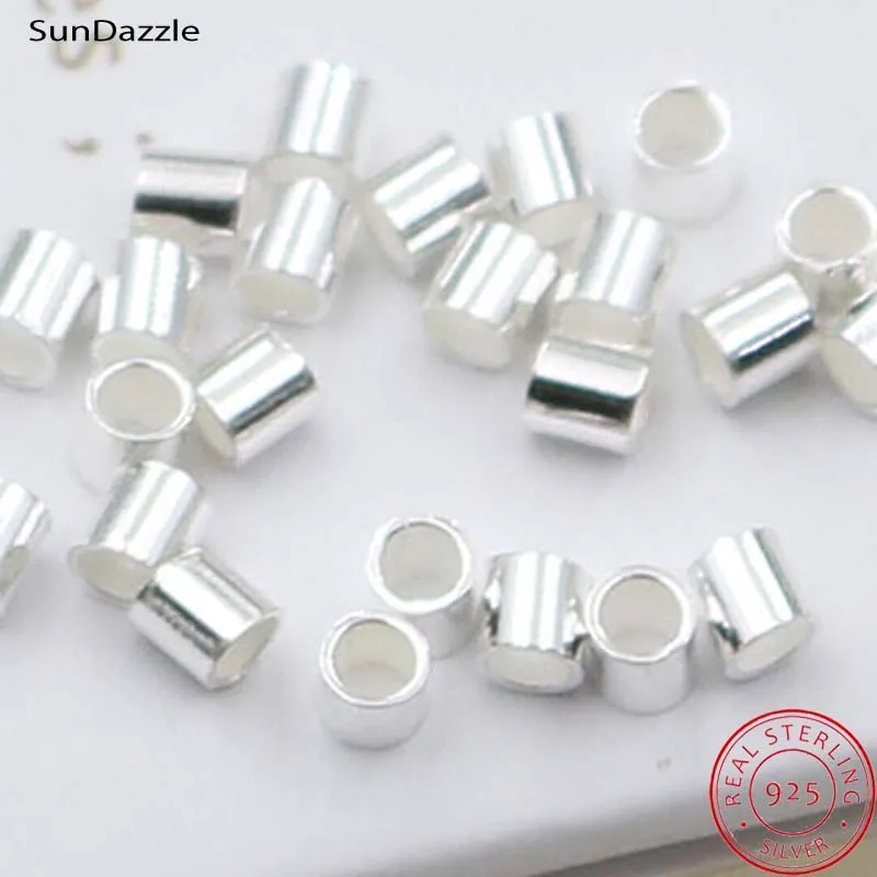20pcs Genuine Real Pure Solid 925 sterling Silver Crimp End Beads ...