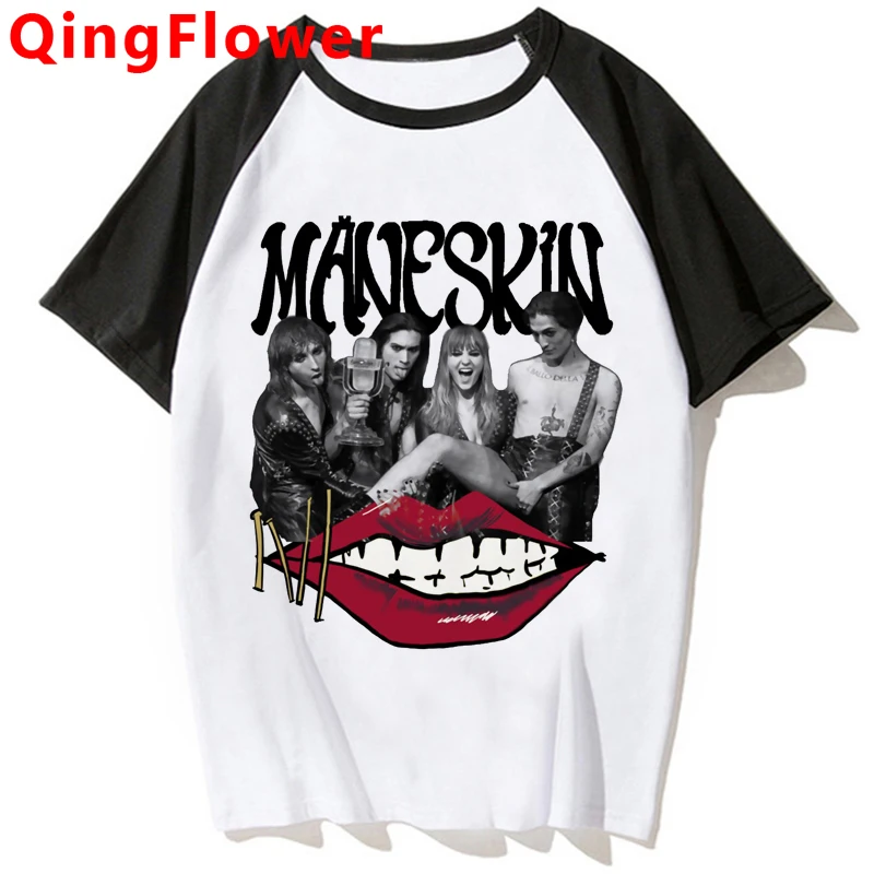 Hip Hop Rock Punk Maneskin Eurovision Italia T Shirt Men Harajuku ...