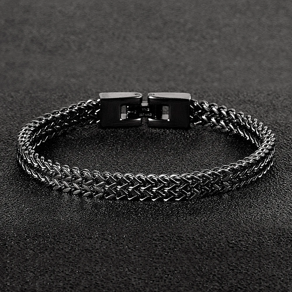 Double-Foxtail-Chain-Link-Bracelets-Punk-Vantage-Black-Gold-Color ...