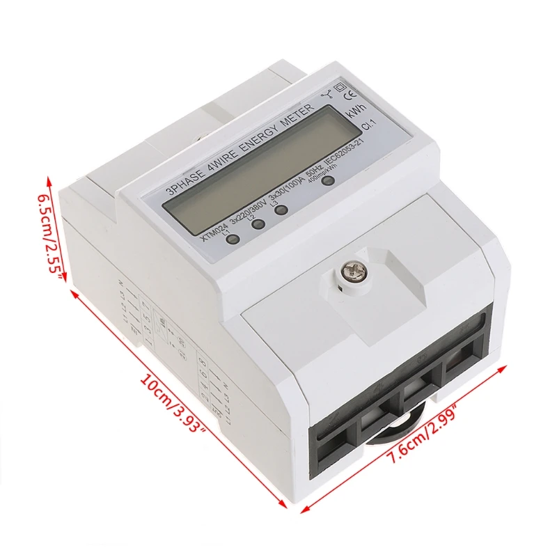Three Phase Four Wire LCD Digital Display Wattmeter Power Consumption ...