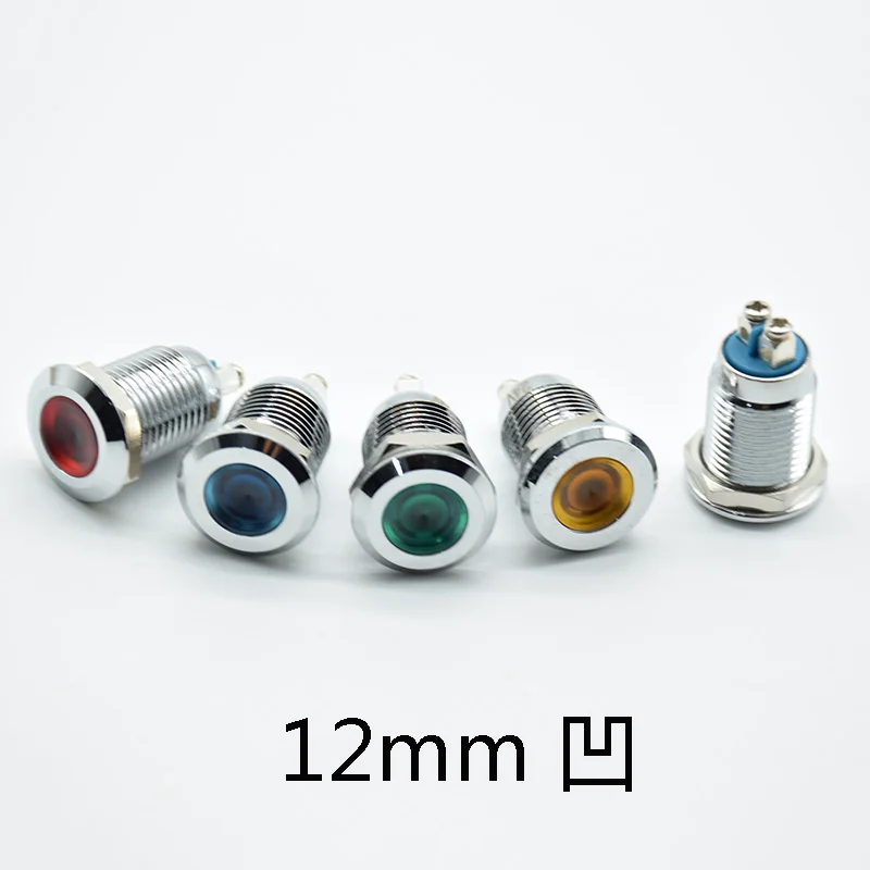 12mm Led Metal Indicator Light Flat Waterproof Signal Lamp Light 6v 12v ...
