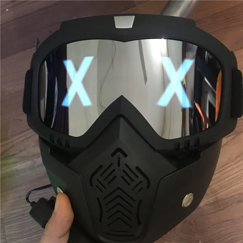 LED Half Face X Glowing Eyes DIY Lights Cosplay Mask - AllCosplay.com
