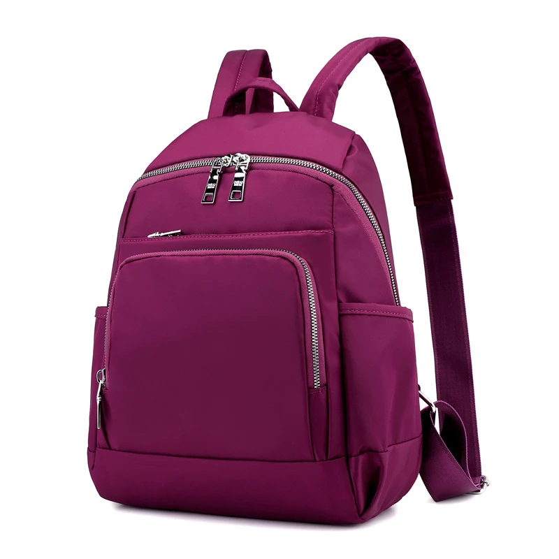 Simple Casual Large Capacity Solid Color Backpack For Women Black Nylon ...