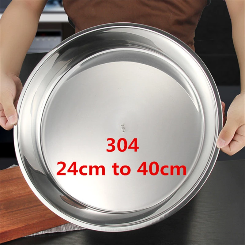 304 Stainless Steel Plate tray Noodle Plate Flat Steamed big Large Size ...