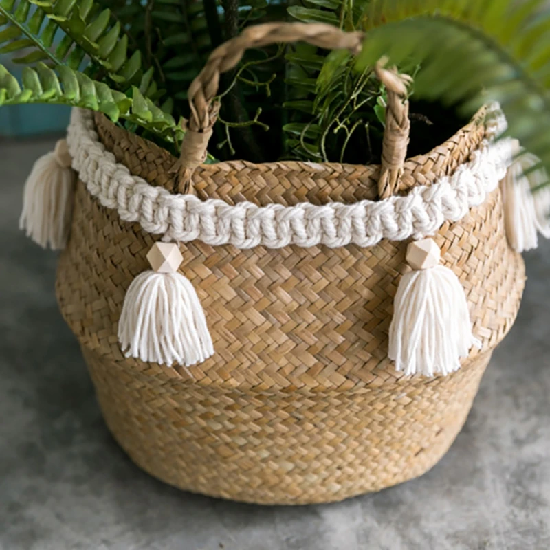Boho-Macrame-Hand-Woven-Cotton-Garland-with-Wooden-Beads-Tassel-Belly ...