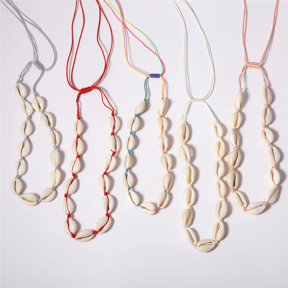 Bohemian Beach Necklace Gold Color Bead Shell Chain | Muduh Collection