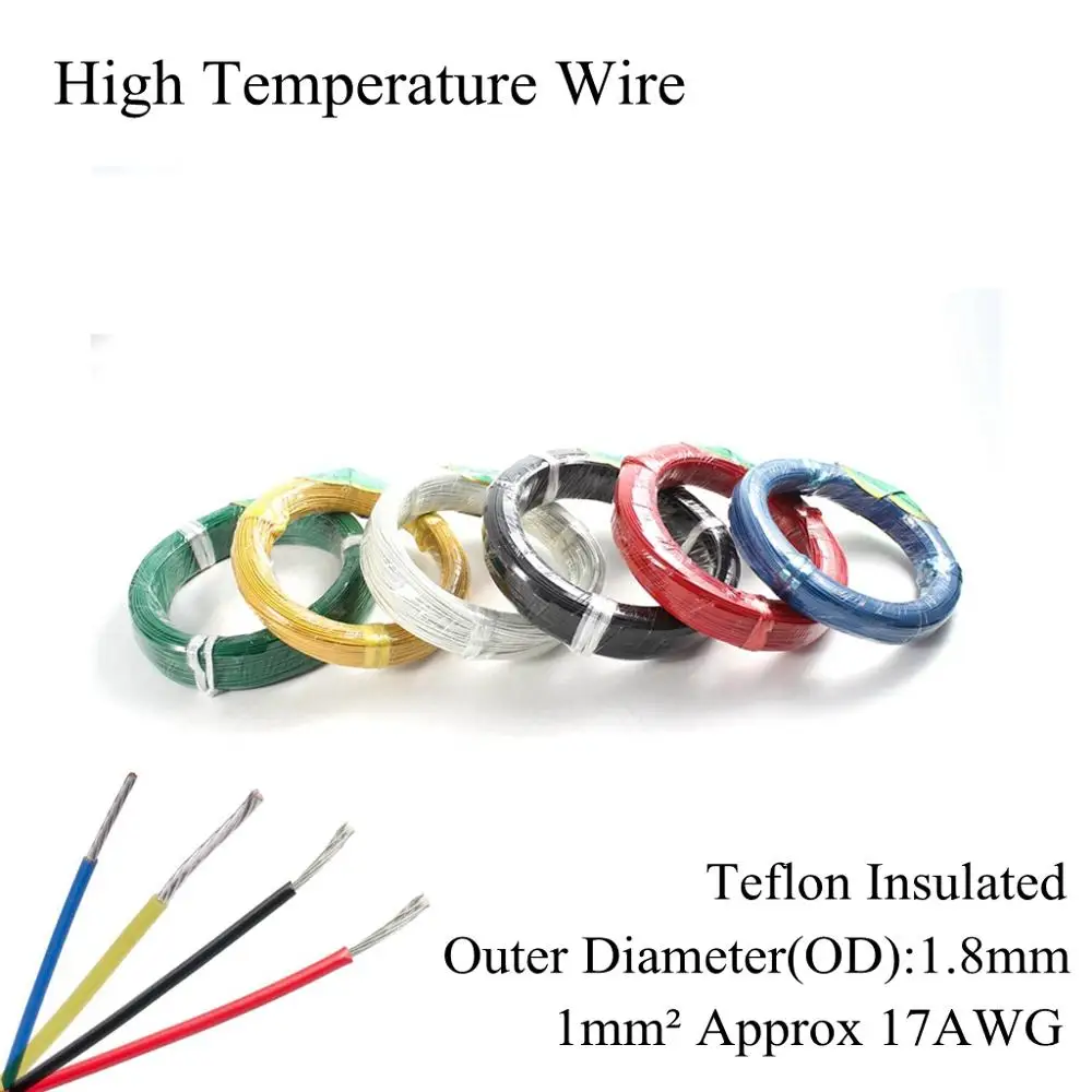 17AWG 1mm² High Temperature Wire PTFE Insulation Resistant Cable Tinned ...
