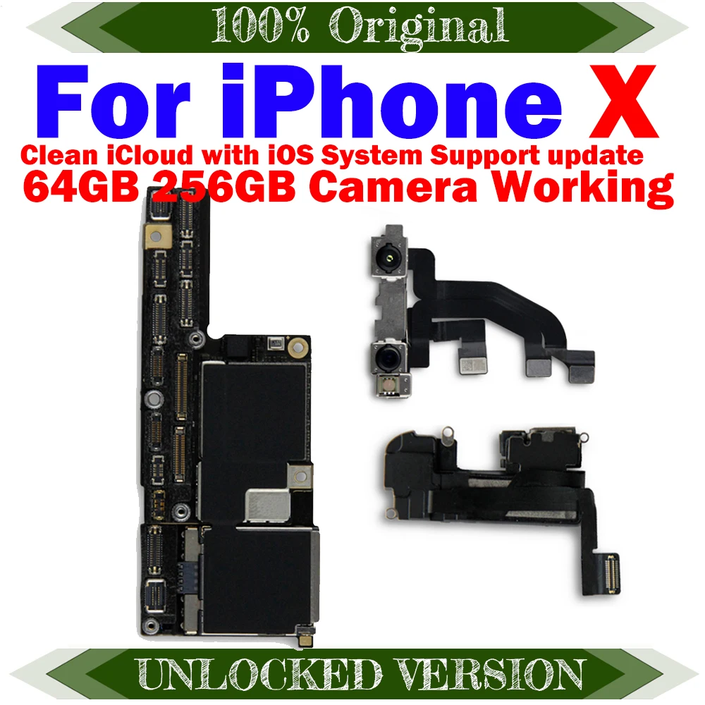 Original Livre iCloud Para iPhone X Placa mãe Com/Sem Face ID Desbloqueado Logic Board Para ...