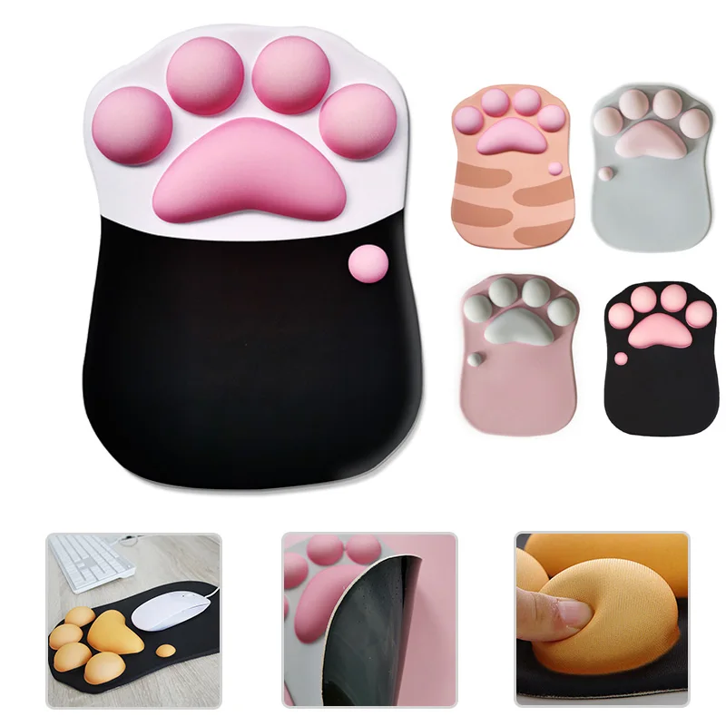 3D Cat Paw Mouse Pad Cute Wrist Rest Support Anime CartoonAnti Slip ...