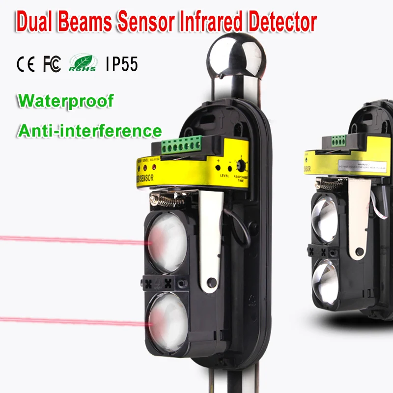 KinJoin Double Infrared Beams Sensor Detector For Wired Home Burglar Security Alarm System 30m ...