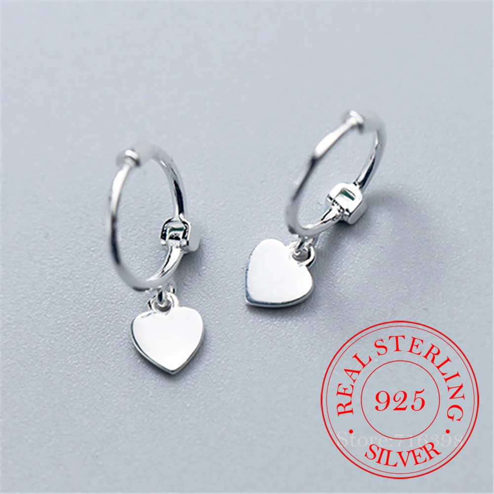 Womens-Fashion-925-Sterling-Silver-Small-Heart-Earring-Drop-Earrings ...