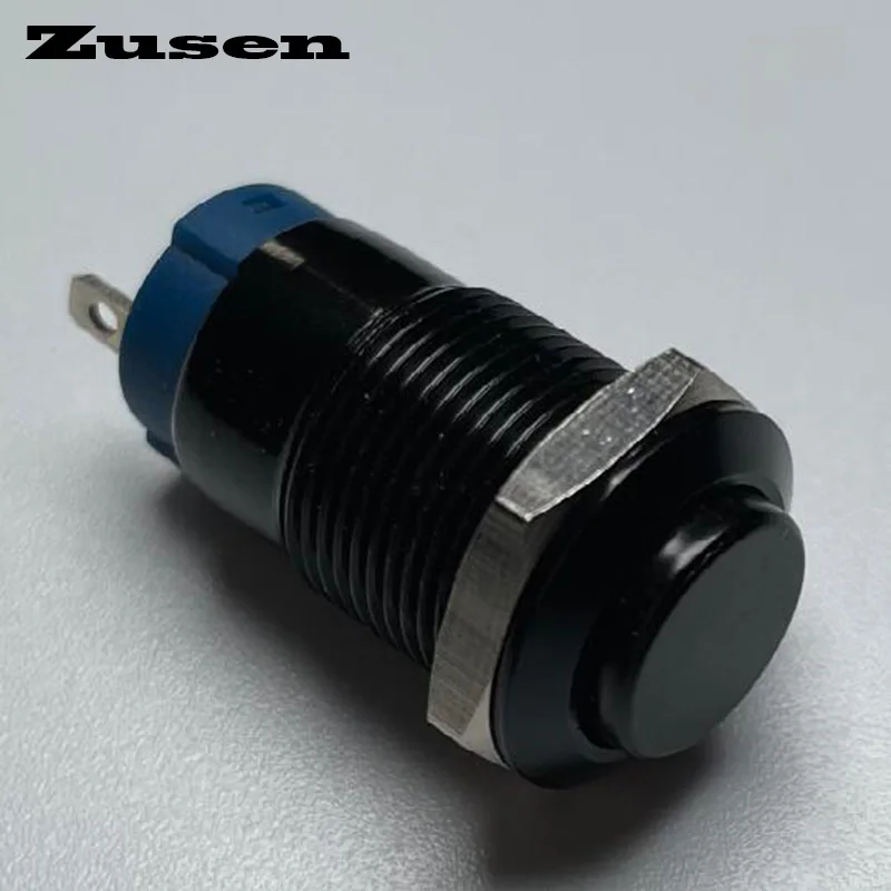Zusen-12mm-High-Head-Black-Metal-Push-Button-Switch-On-Off-Latching ...