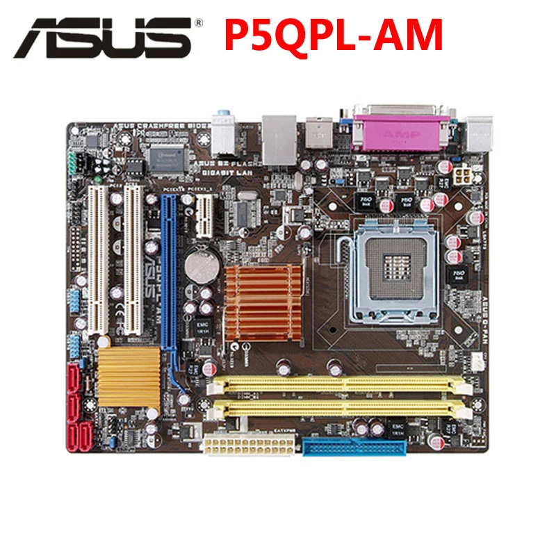 Original ASUS P5QPL-AM 800Mhz 667Mhz DDR2 P5QPL AM LGA 775 Motherboard uATX USB2.0 PCI-E X16 ...