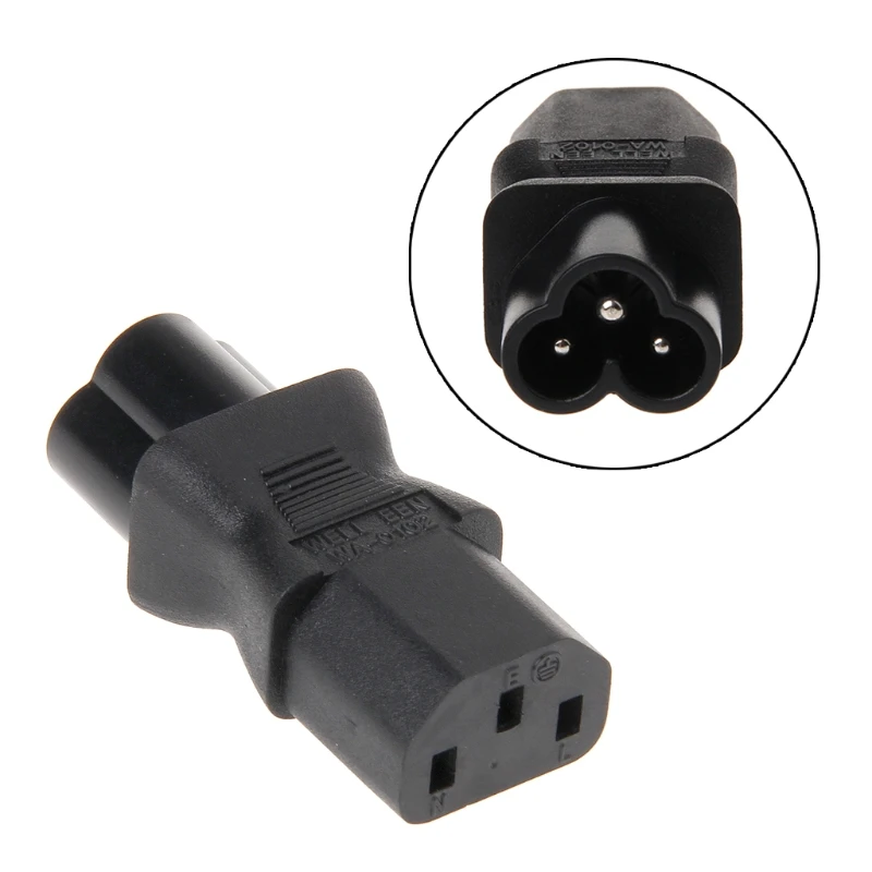 IEC 320 C13 Female To C6 Male 3-Pin Cloverleaf Plug Converter AC Power ...