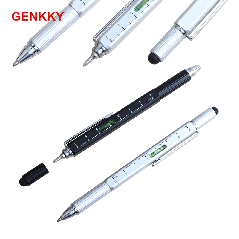 Multifunction Pen Metal Tool Ballpoint Pens Screwdriver Ruler Spirit ...