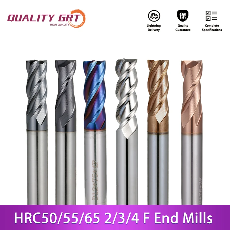 Q.grt Carbide Milling Hrc50 55 65 Metal Carbide End Mill 2 3 4 Flute ...