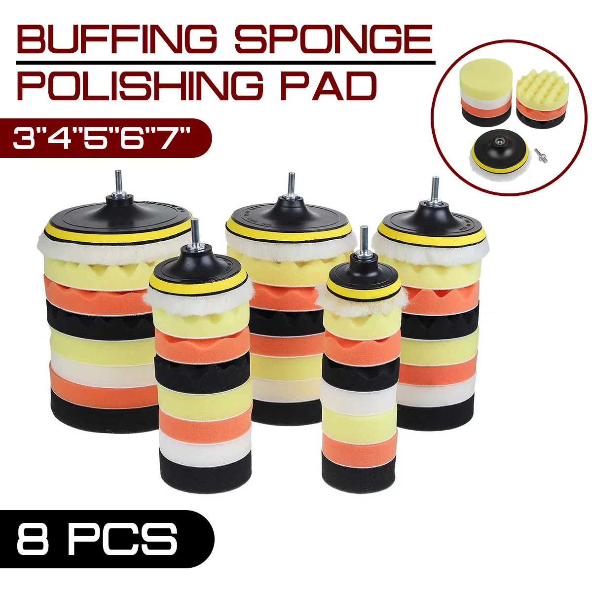 3-4-5-6-7-10pcs-Buffing-Sponge-Polishing-Pad-Hand-Tool-Kit-For-Car ...