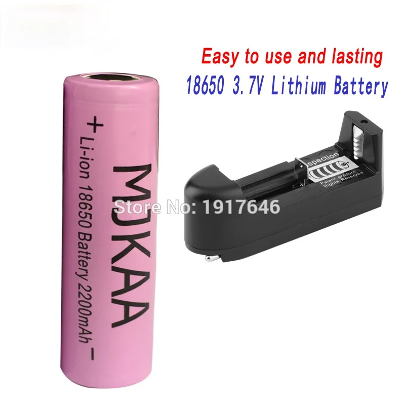 1Pcs 18650 แบตเตอรี่ 3.7V 2200MAh Li Ionแบบชาร์จใหม่แบตเตอรี่ + 1 Wall ...