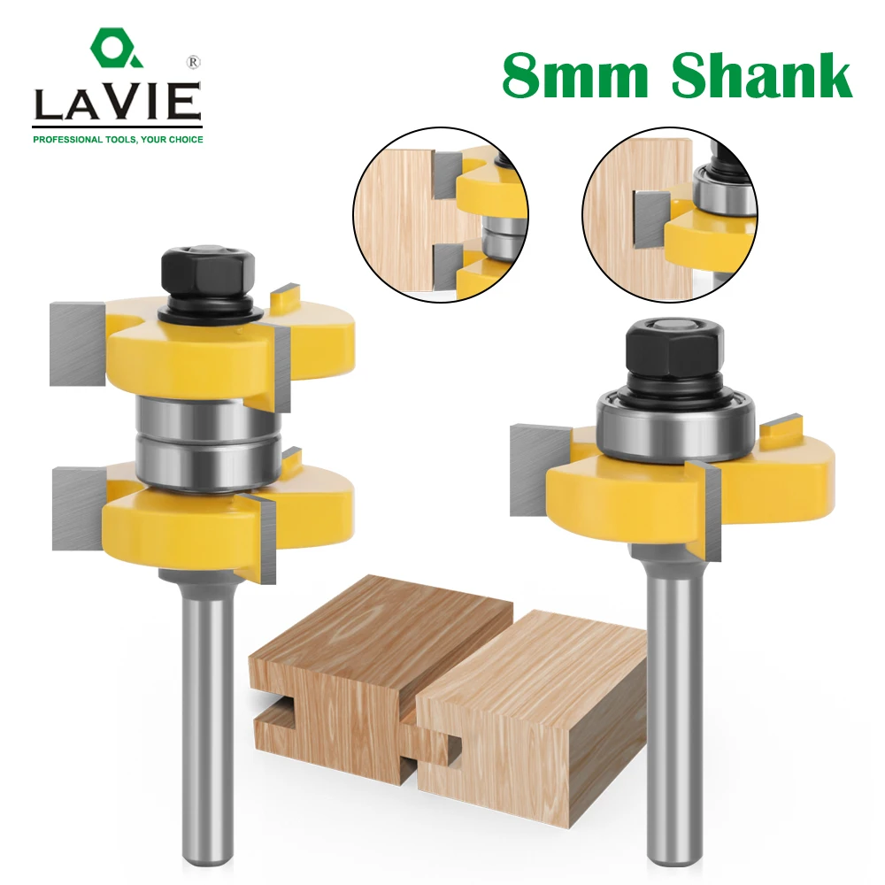 LAVIE 2pcs set 8mm Shank Tongue & Groove Router Bits Set Stock 1-1/2 ...