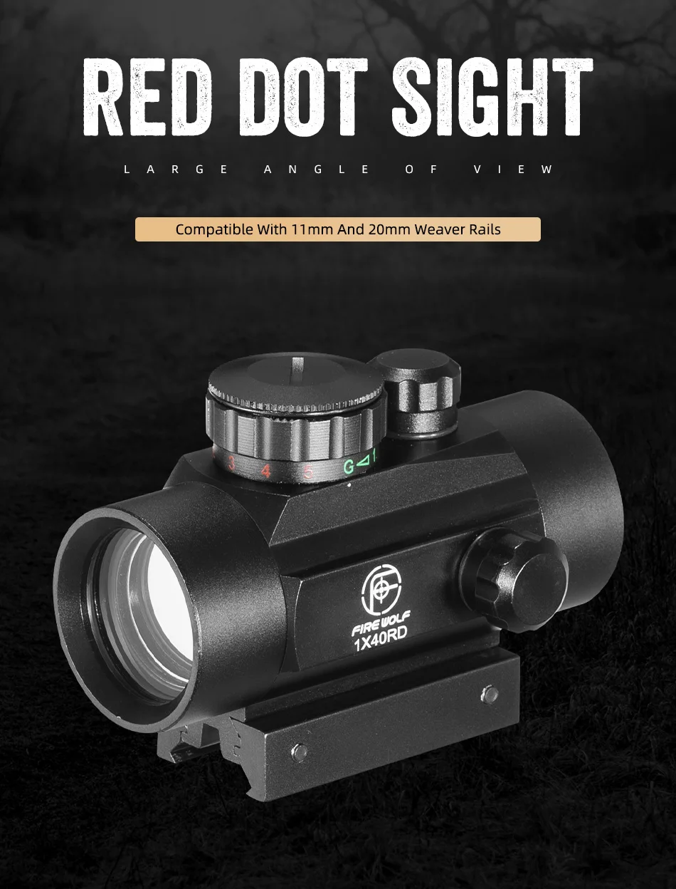 Fire Wolf 1x40 Red Dot Red Green Crosshair 11mm/20mm Hunting Scope ...