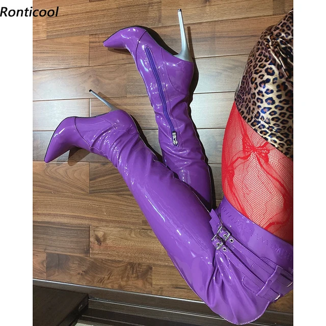 oosters servet Avondeten sexy high heels buckles latex legging boots ...