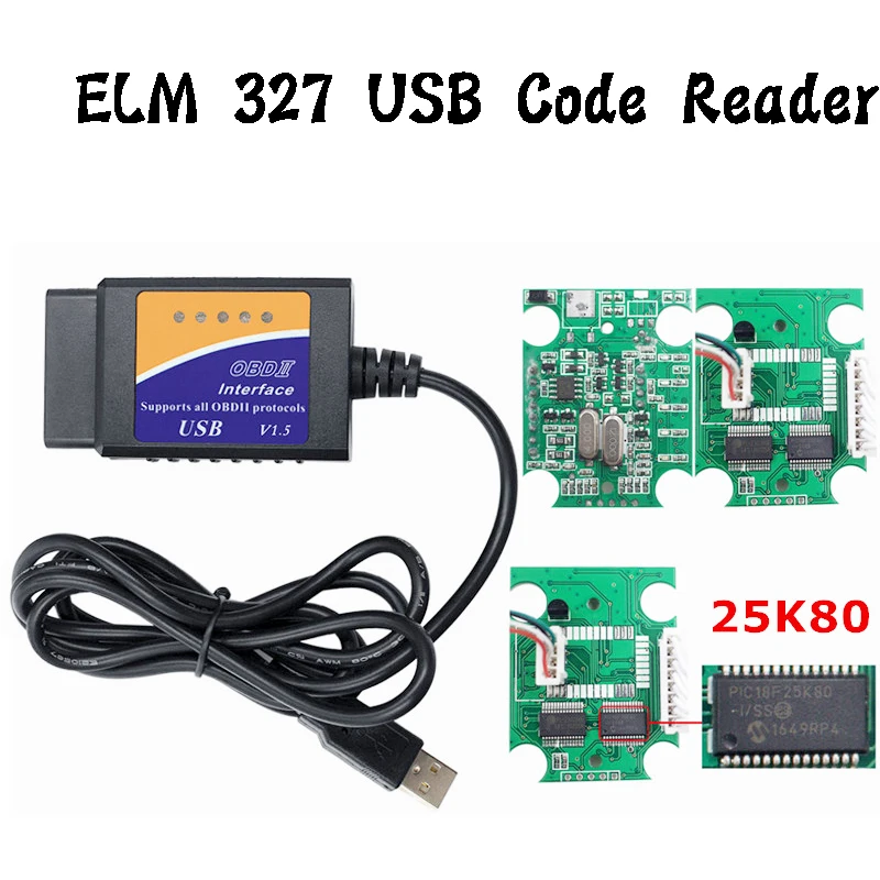 Interfaz USB Real 25K80 V1.5 ELM327, herramienta de escaneo de ...