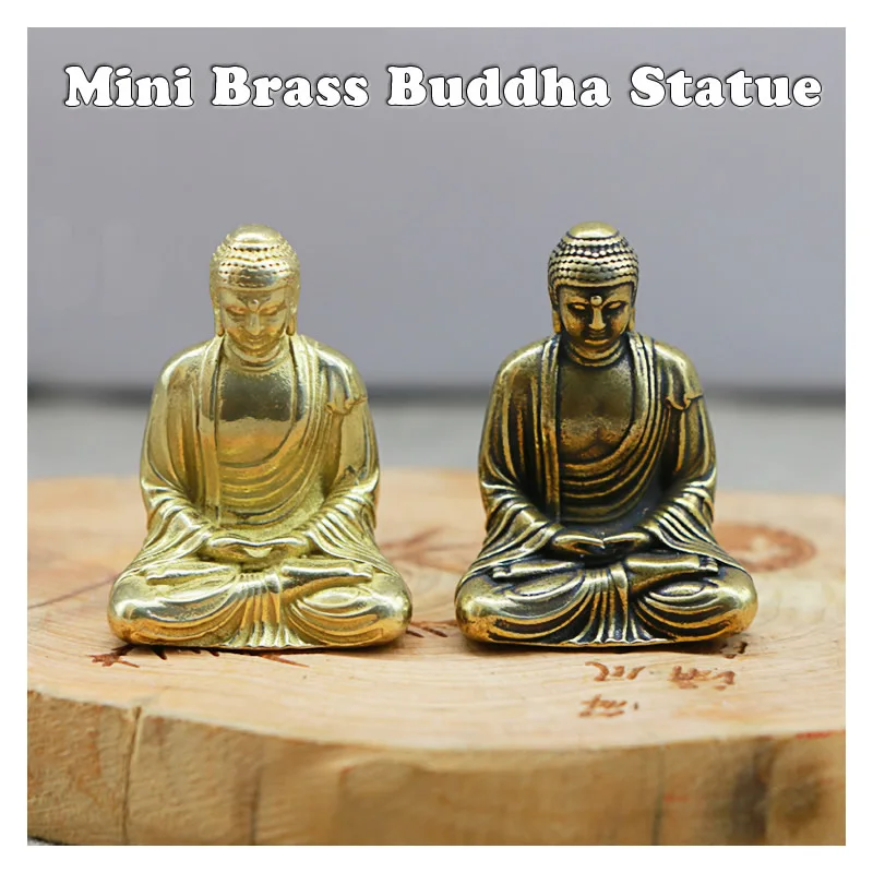 Mini Brass Buddha Statue Pocket Zen Buddha Copper India Thailand Figure ...