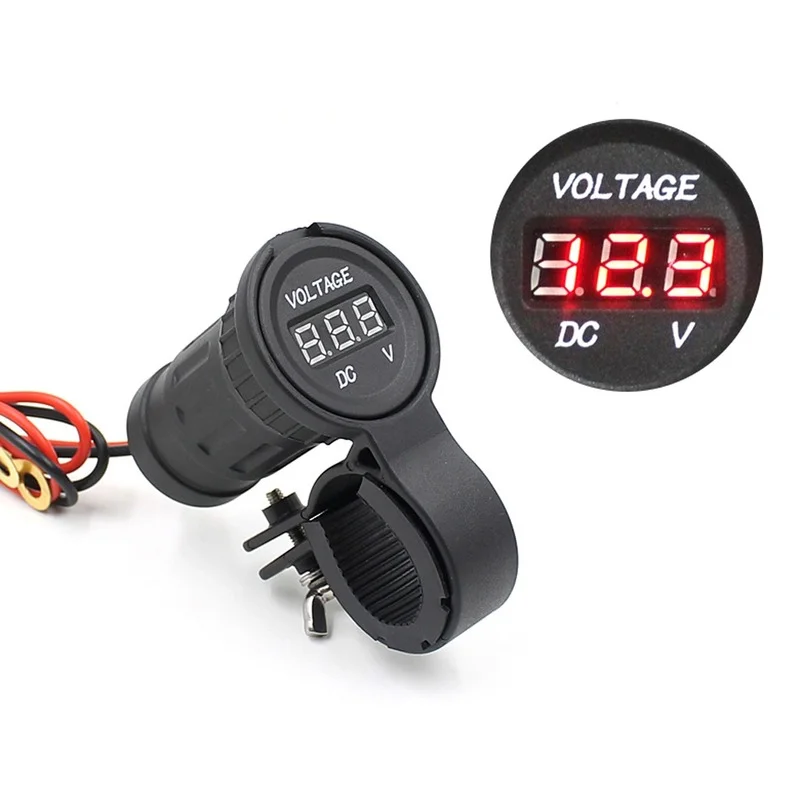12/24V Motorcycle handlebar voltmeter waterproof voltmeter power supply ...