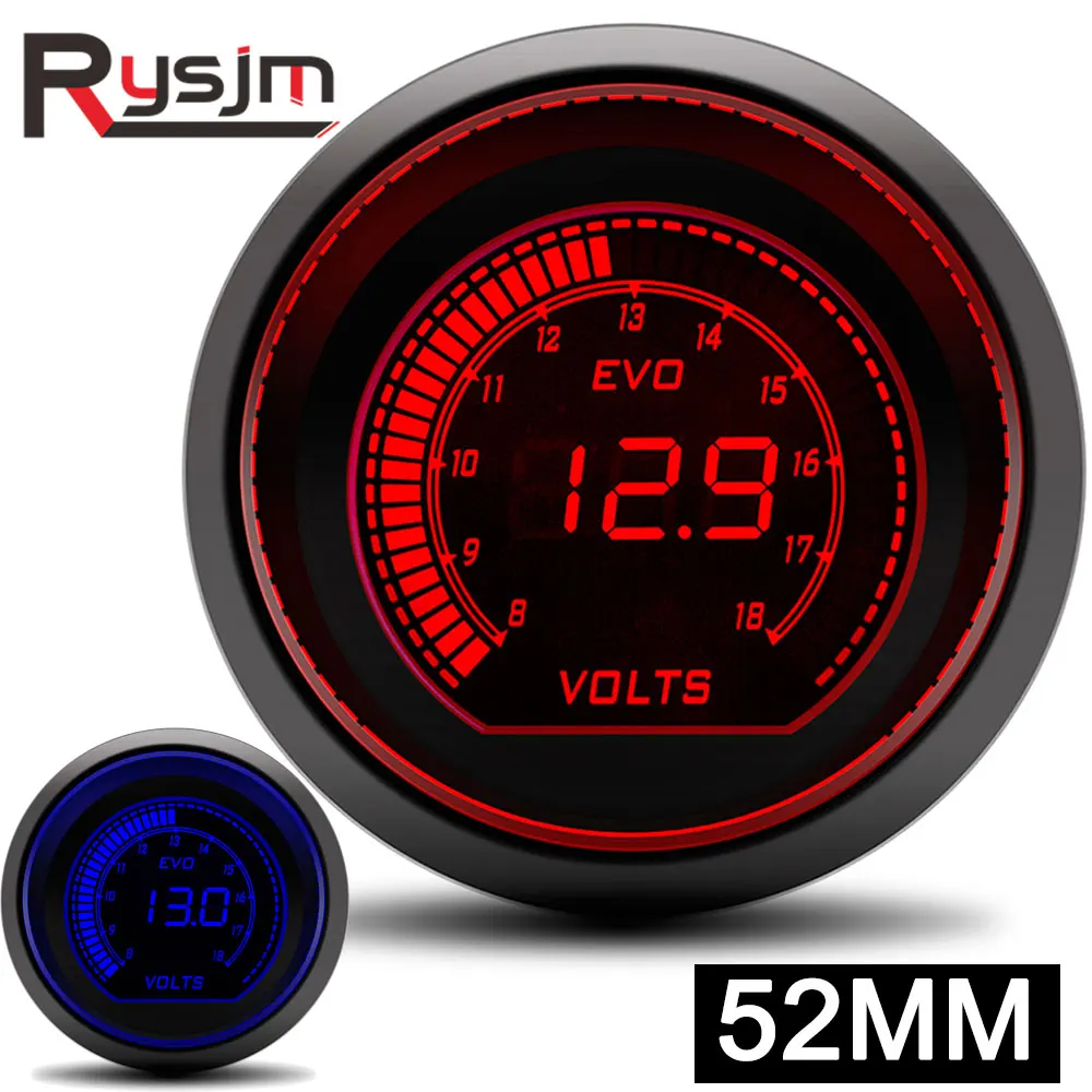 Voltmeter 12v Car Digital Round Waterproof Auto Boat Motorcycle 52mm ...
