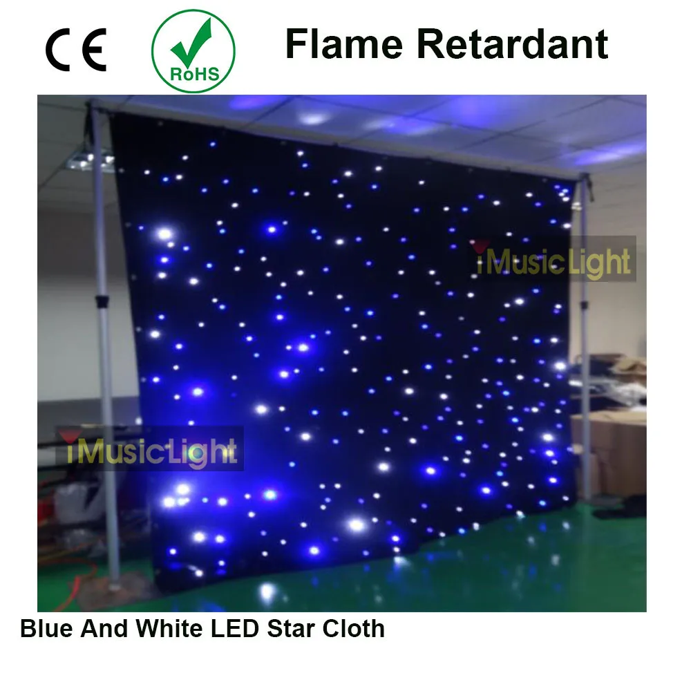 LED Star Cloth 2m x 4m Blue+White leds DMXController LED curtain fabric ...