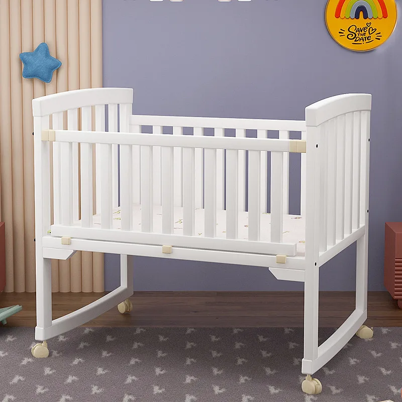 New-white-pine-crib-multi-purpose-baby-cradle-newborn-bed-variable-desk ...